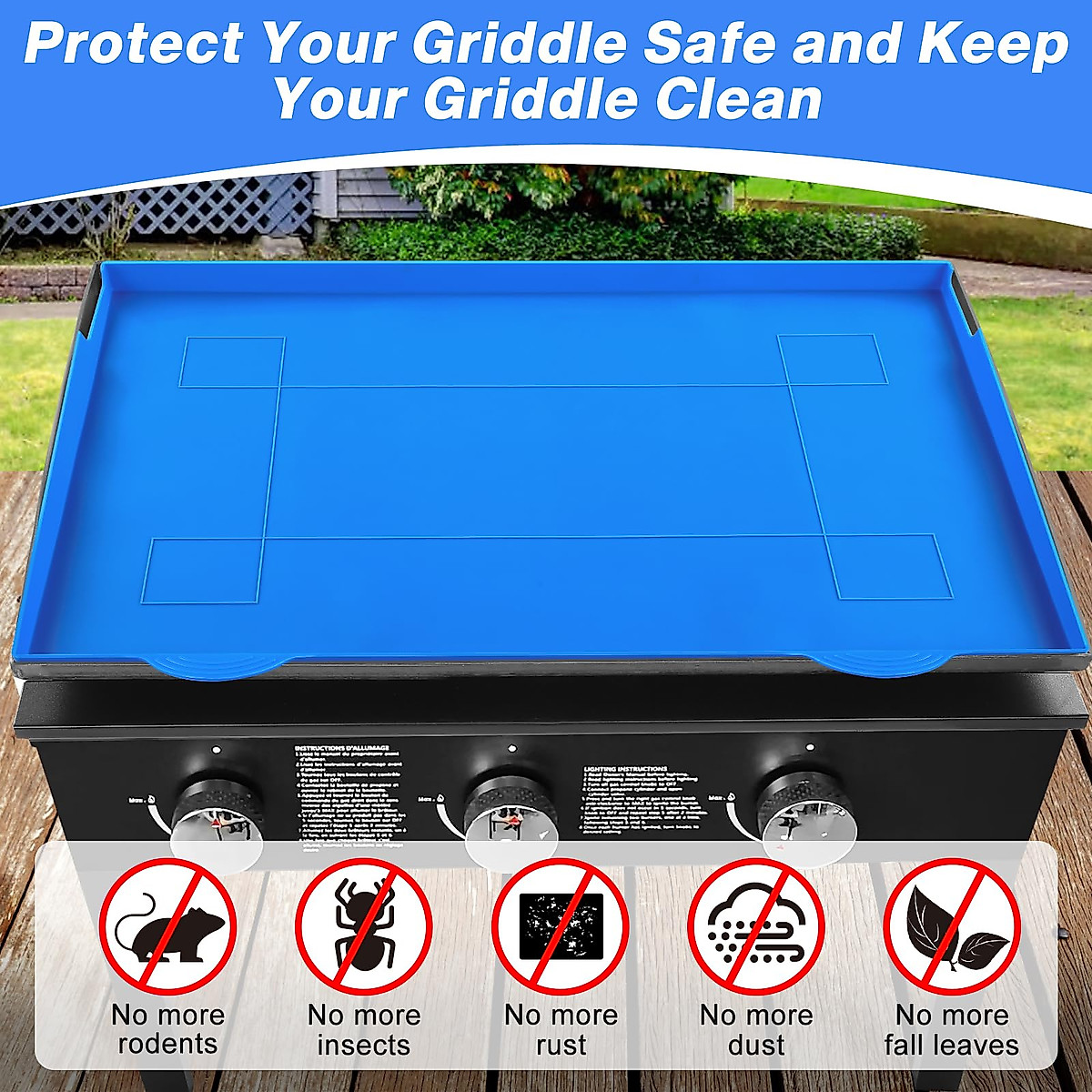 28" Silicone Griddle Mat for Blackstone Grill, Heavy Duty Food Grade Silicone Griddle Buddy Mat Top Cover for Blackstone Griddle Grill, Protect Griddle No Rust Dirt From Animal, Reusable Griddle Mat