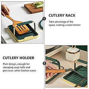Cabilock 1pc Spatula Rack Kitchen Storage Rack Pot Cover Holder Cooking Utensils Holder Shelves Brackets Spoon Rest Utensil Drying Holder Cutlery Rack Soup Ladle Storage Holder Vertical Pp