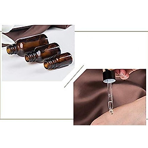 QUUPY 3PCS Portable Amber Glass Graduated Scale Dropping Bottle Vials With Black Rubber Cap And Glass Dropper Pipette For Cosmetic Perfumes Essential Oils Liquids Storage