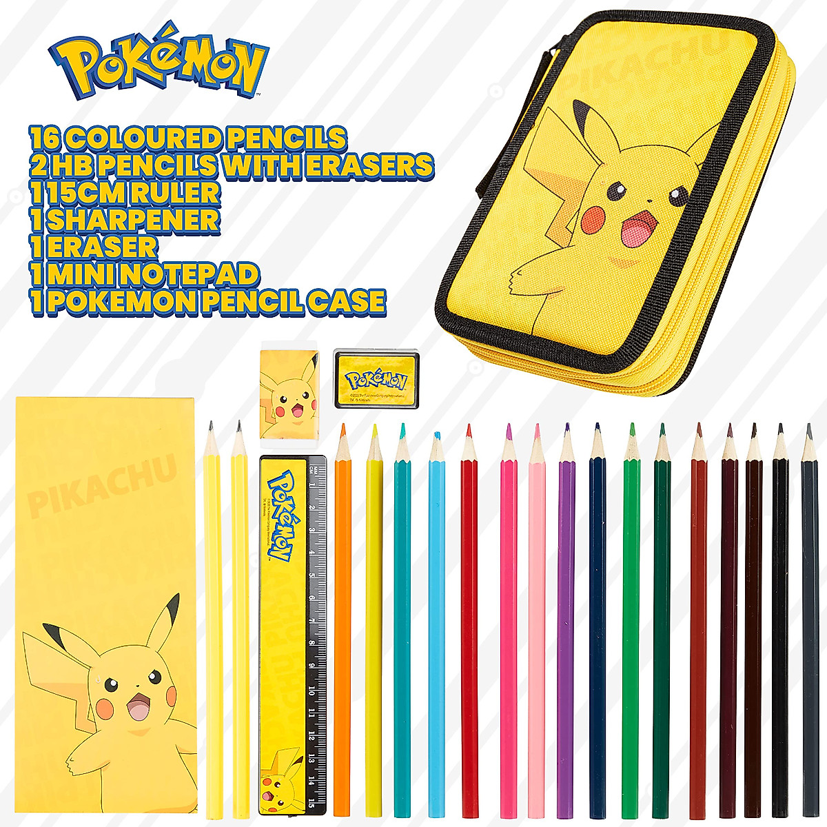 Pokemon Pencil Case for Boys, Pikachu Filled Pencil Case Stationery Set