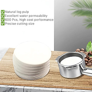 BERRYLION 600pcs Coffee Paper Filter, 53mm Unbleached Coffee Filter Paper Round Coffee Maker Filters, Compatible with 54mm Portafilters Baskets, Disposable Coffee Tea Filters