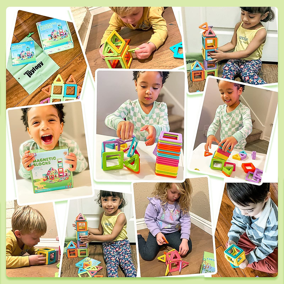 Magnetic Blocks Tiles Toddler Building Toys Edition for 3 4 5 6 7 8 Year Old Girls and Boys Gifts Magnetic Building Toys STEM Learning Educational for Kids Candy Color 52PCS