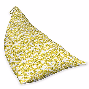 Ambesonne Floral Lounger Chair Bag, Print of Scattered Mimosa Flowers on a Plain Background, High Capacity Storage with Handle Container, Lounger Size, Avocado Green White
