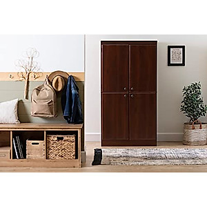 South Shore Tall 4-Door Storage Cabinet with Adjustable Shelves, Royal Cherry