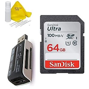 SanDisk 64GB Ultra Class 10 SDXC UHS-I SD Memory Card for Canon EOS Rebel T8i T7i T7 T6i T6S T6 T5i T5 T3i SL2 SL1 EOS 90D 80D 77D 70D EOS 9000D 800D 760D 750D DSLR Camera + Accessories