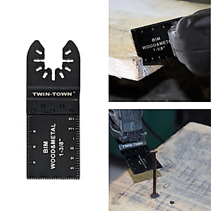 TWIN-TOWN 10PCS Wood/Metal Bi-Metal Oscillating Multitool Quick Release Oscillating Saw Blades Fits Fein Multimaster, Porter Cable, Black&Decker, Bosch Craftsman, Ridgid, Makita, Milwaukee, Dewalt