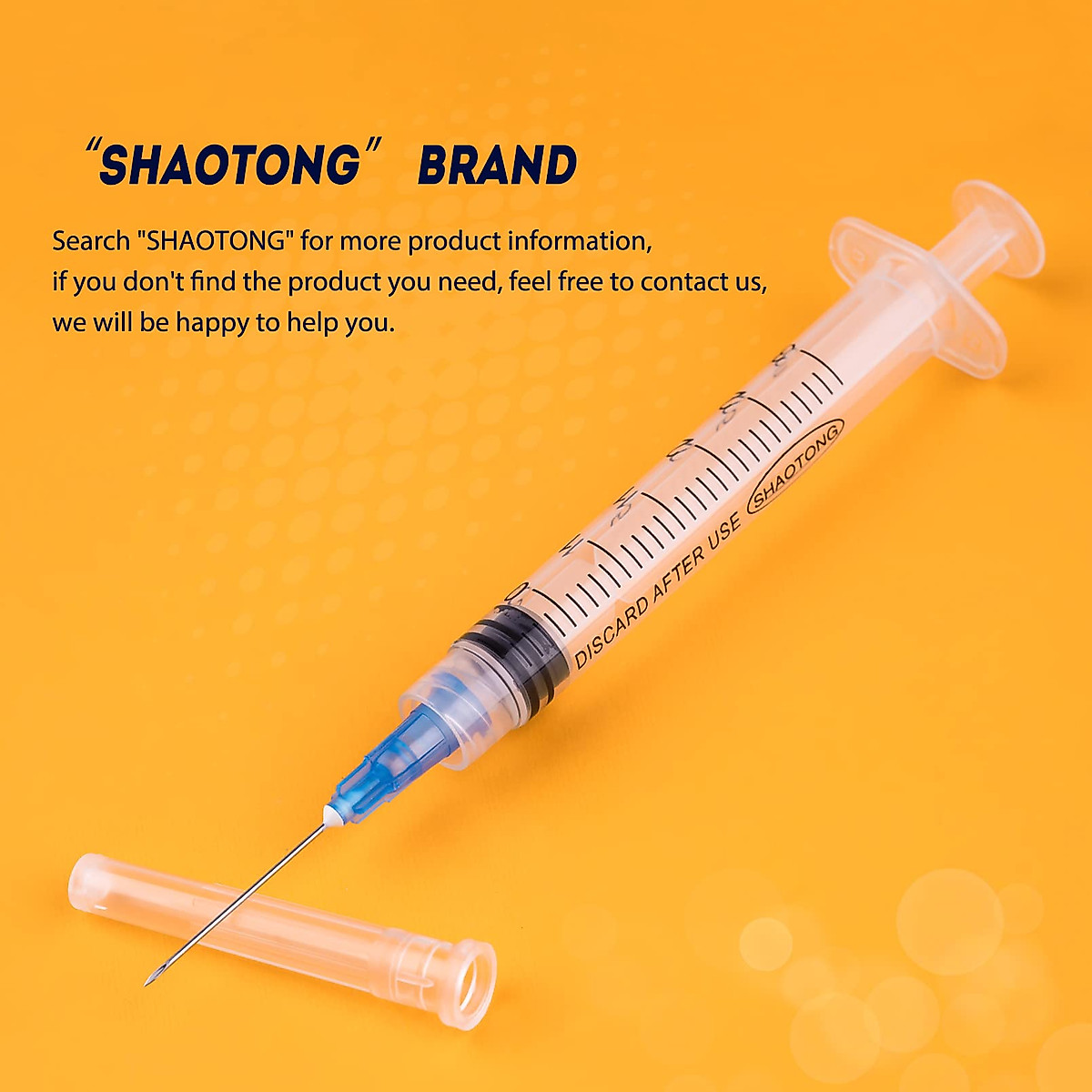SHAOTONG 3mL Syringe with 23 Gauge 1 Inch Dispensing Needle, Lab Disposable Sample Injection Syringes for Measurement Liquid, Refilling Inks, Oil or Glue Applicator, 20 Pack