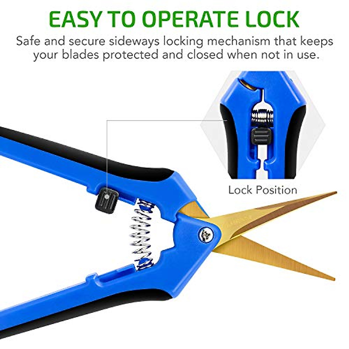 iPower GLPRNR6BLTI 6.5" Pruning Shear Hand Pruner for Gardening Potting with Titanium Coated Curved Precision Blades, 1-Pack, Blue