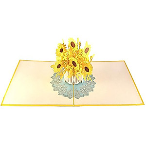 iGifts and Cards Inspirational Sunflowers 3D Pop Up Greeting Card - Handmade Birthday Gift for Women, Unique Mother's Day Celebration, Teacher Appreciation Present, Retirement, Thinking of You - 6"x6"