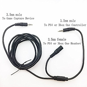 Party Chat Link Chat Cable Compatible for Xbox One PS4 Connecting Elgato Game Capture HD HD60 Pro & Gaming Headset