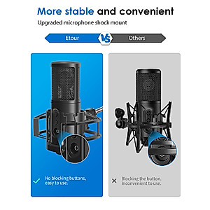 Etour [Newest &Ultra-Durable] atr2500x Microphone Shock Mount with Pop Filter [Custom Built for atr2500x] Anti-Vibration Suspension Shock Mount Holder Clip for Audio Technica atr2500x Mic