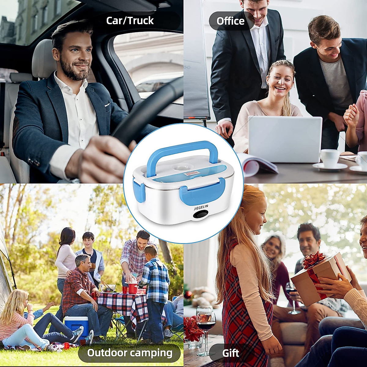 JIEGELIN electric lunch box for adults food heater,loncheras electricas para calentar almuerzo,bento box adult hot lunch box self heating portable food warmer for working men for car