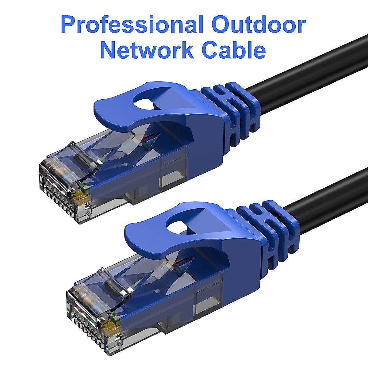 350FT Cat6 Outdoor Ethernet Cable, In-Ground, Heavy Duty Direct Burial, 24AWG CCA Patch Cord, POE, UTP, Waterproof, LLDPE UV Resistant, Network, Internet, LAN, Cat 6 Cable 350 Feet with 25 Cable Ties