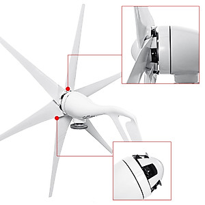 QAZNHODDS Wind Turbine Generator kit, 6000W 6 Blade Wind Industrial Machinery Equipment with Wind Boosting Controller for Terrace, Marine, Motorhome, Chalet, Boat,1,48V