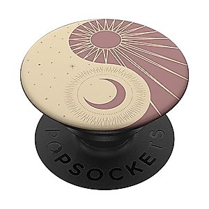 Yin Yang Moon & Sun - Day & Night Rosy Brown PopSockets Standard PopGrip
