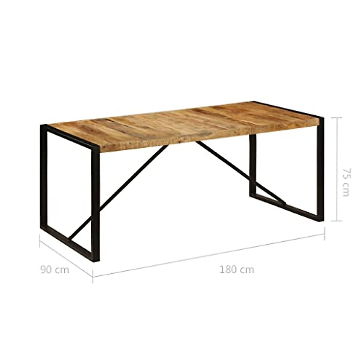 YPWRENH Rectangular Wooden End Table Dining Table Solid Rough Mango Wood 70.9" for Dining Room, Kitchen or Living Room