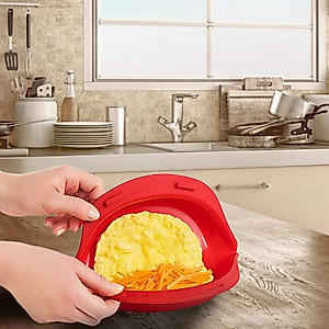 Microwave Accessories,Omelet Maker Microwave Omelette Egg Maker Silicone Omelette Tool Non Stick Roll Baking Pan Kitchenware Red