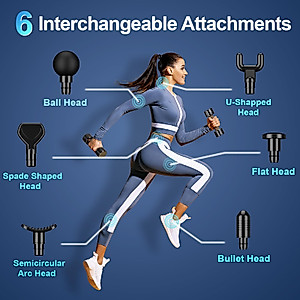 Muscle Massage Gun, Quiet Deep Tissue Percussion Back Neck Head Hammer Massager for Athletes, 30 Speed Level, LCD Touch Screen with 6 Heads, Hand Held Massager (Carbon)…