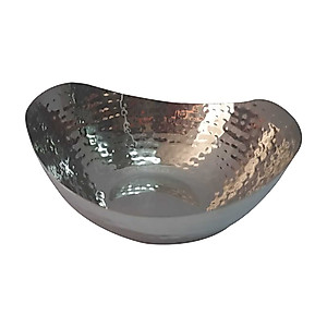 PresenceHHH Hammered Salad Bowl - Stainless Steel Candy Dish Mixing Bowl - Serving & Decorative Fruit Bowl - Oval Bowls for Office Desk, Home Decor, and Dining – (Silver - 14cm)