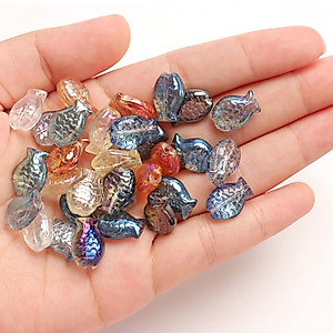210Pcs Colorful Fish Glass Beads Fish Beads Sea Glass Beads Glass Fish Beads for Jewelry Making