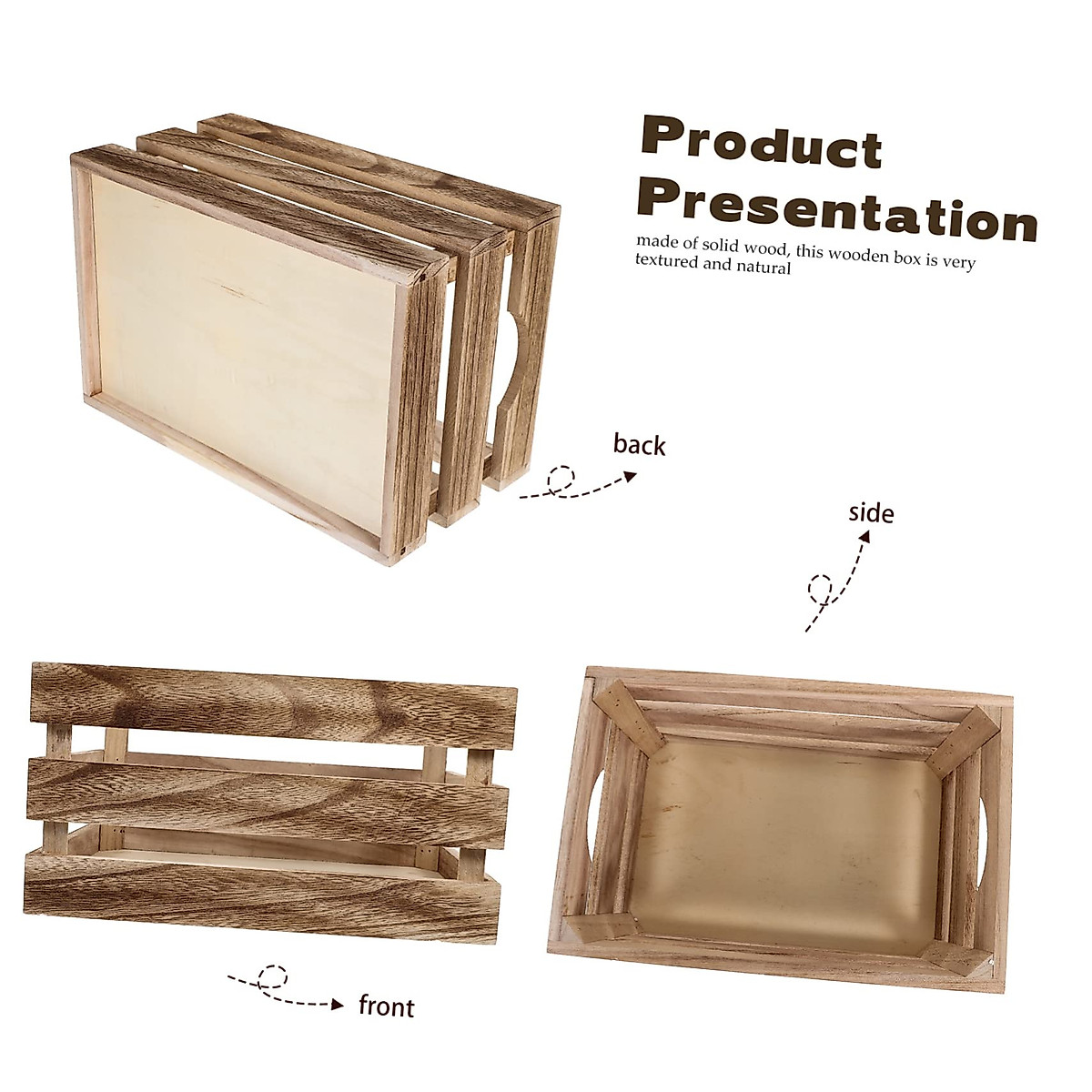 Cabilock Storage Box Sundries Holder Wood Crates for Storage Sundries Organizer Housewarming Present Wooden Office Basket Laundry Room Clothes Basket Large Storage Holder Storage Basket