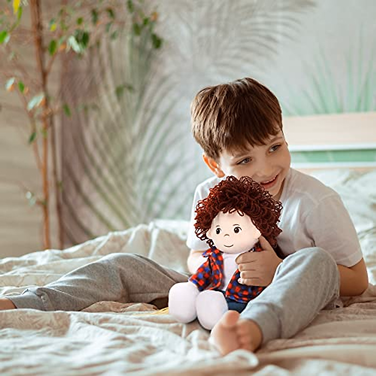 Linzy Toys, 14'' Ethnic Soft Plush Rag Doll, Embroidered FACE, Educational Doll, Muñecos de trapo para niño oh niña (81000)