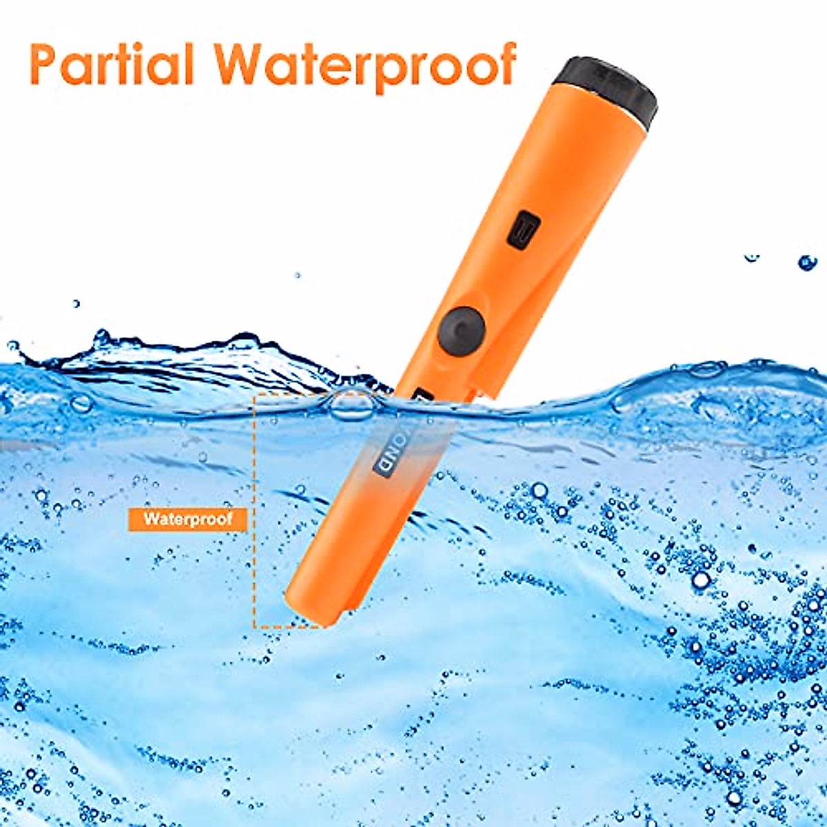 Metal Detector Pinpointer, Professional Waterproof Handheld Pin Pointer Wand, Search Treasure Pinpointing Finder Probe with 9V Battery and LED for Adults, Kids - Orange