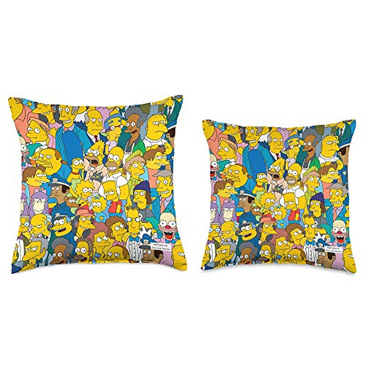 The Simpsons Springfield Characters Print Throw Pillow, 16x16, Multicolor
