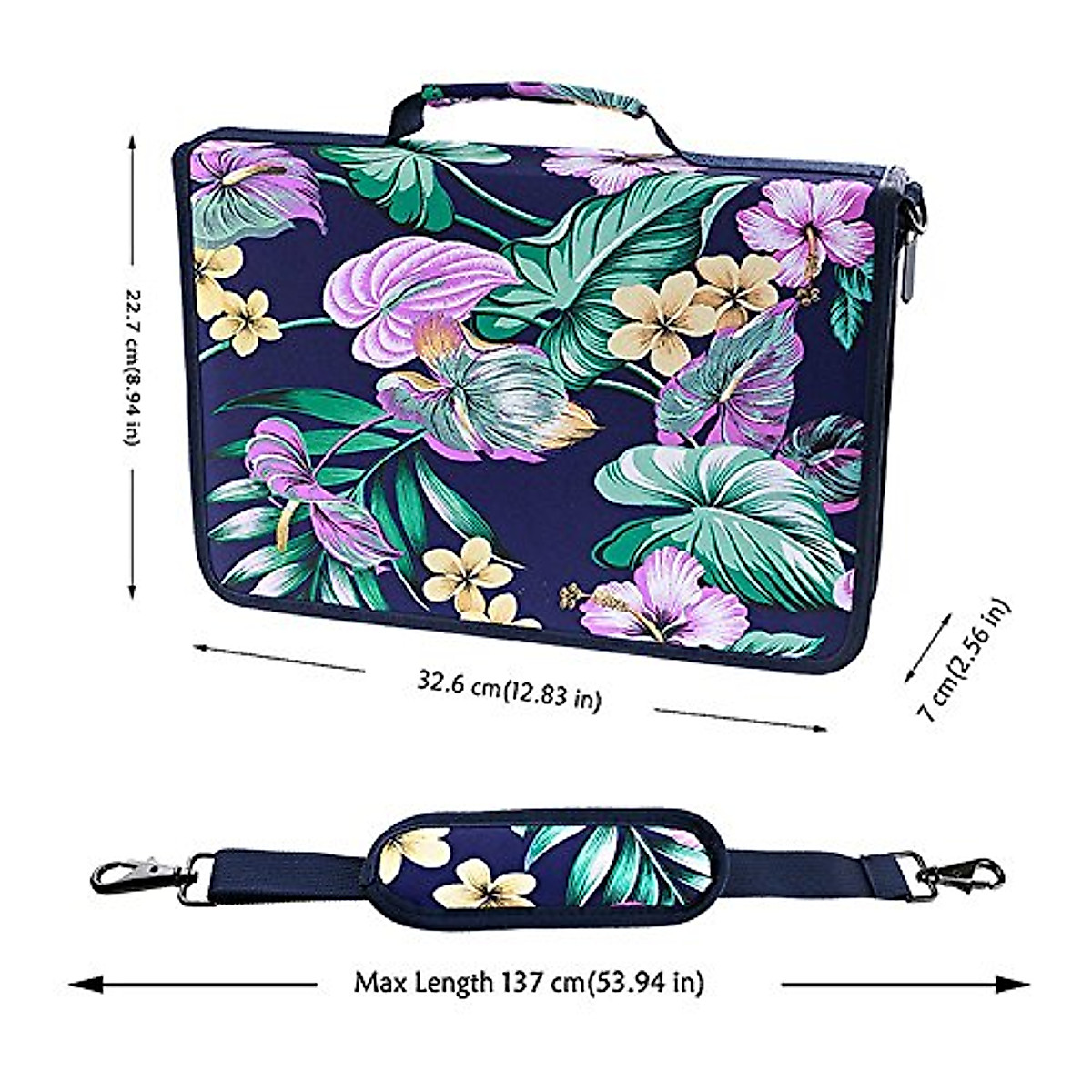 Shulaner 160 Slots Colored Pencil Case Organizer Sinensis Flower Large Capacity Portable Pencil Bag (160-Flower-Blue)