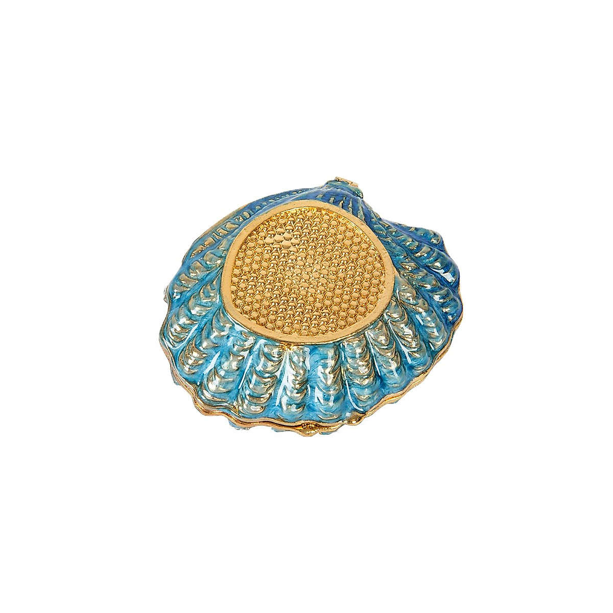 QIFU Hand Painted Enameled Shell Style Decorative Hinged Jewelry Trinket Box Unique Gift for Home Decor