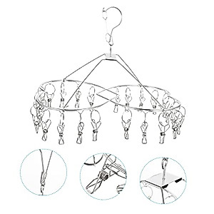 CAXUSD 1pc Drying Rack Metal Clothes Hanger Foldable Laundry Rack Stainless Steel Clips Clothes Drying Hanger Sock Hangers with Clips Drying Clip Hanger Balcony Drying Rack Socks Clips