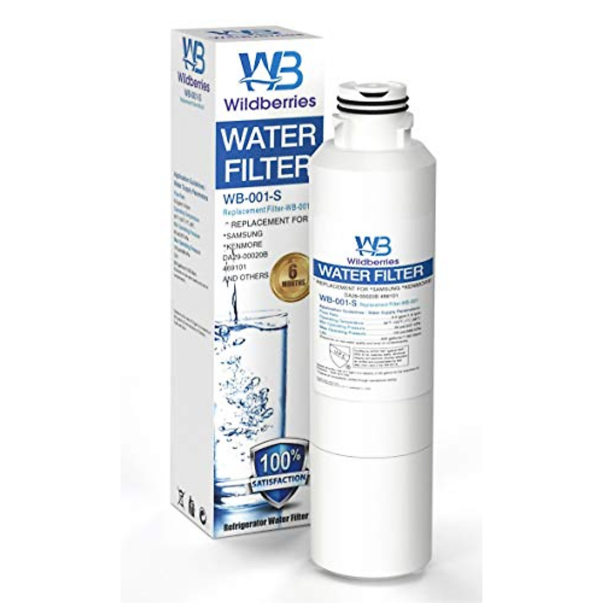 Wildberries DA29-00020B Samsung Refrigerator Water Filter Replacement for DA29-00020A/B, HAF-CIN/EXP, RF263BEAESR, DA97-08006A, RF28HFEDBSR, RF263TEAESG, RF4287HARS, RF28JBEDBSG, RS25J500DSR 1-Pack
