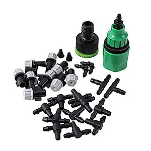 Uongfi Garden Hoses 1 Sets Fog Nozzles Irrigation System Portable Misting Automatic Watering 10m Garden Hose Spray Head with 4/7mm Tee and Connector hosing Pipe (Color : Water kit)