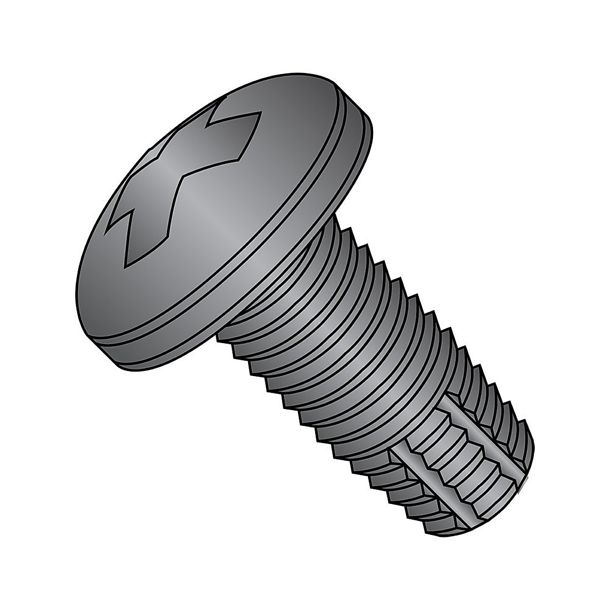 Small Parts-0202 Steel Thread Cutting Screw, Black Oxide Finish, Pan Head, Phillips Drive, Type F, #2-56 Thread Size, 1/8" Length (Pack of 100)