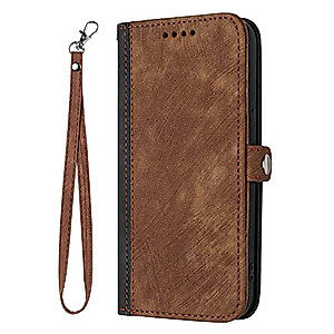 WATSKY for Oppo A57/REALME V23/A77 5G/A57E 4G/A57S 4G/A77 4G/1+Nord N20 SE 4G Contrast Flip Phone Case Brown