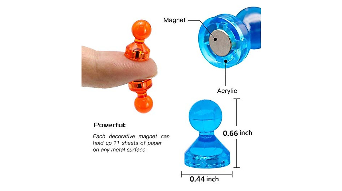 Colorful Push Pin Magnets - 64 Pack for Home & Office