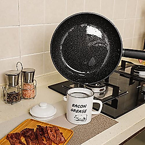 Bacon Grease Container with Strainer Rustic Farmhouse Ceramic Bacon Fat Container Bacon Grease Keeper with Food-Grade Silicone Spatula for Mom