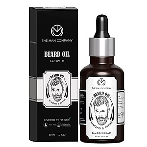 The Man Company Beard Oil for Growing Beard Faster with Almond & Thyme - 30ml | Beard Conditioner Oil, Softens & Strengthens Beards and Mustaches