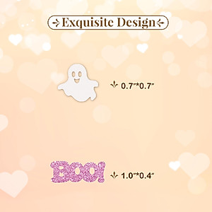 120pcs Baby Boo Confetti, Halloween Ghost Paper Scatter, White&Pink Glitter Little Boo Table Scatter for Girl, Halloween Baby Shower/First Birthday Party Decoration