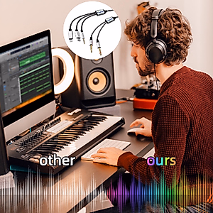 Meamaz 4.26FT MFi Certified Lightning to 1/4 Inch Audio Adapter Cable, Within 1/4 to USB C, AUX to TS Adapter, 3-in-1 Stereo 1/4 Cable for Headphone AMP(Compatible with iPhone)