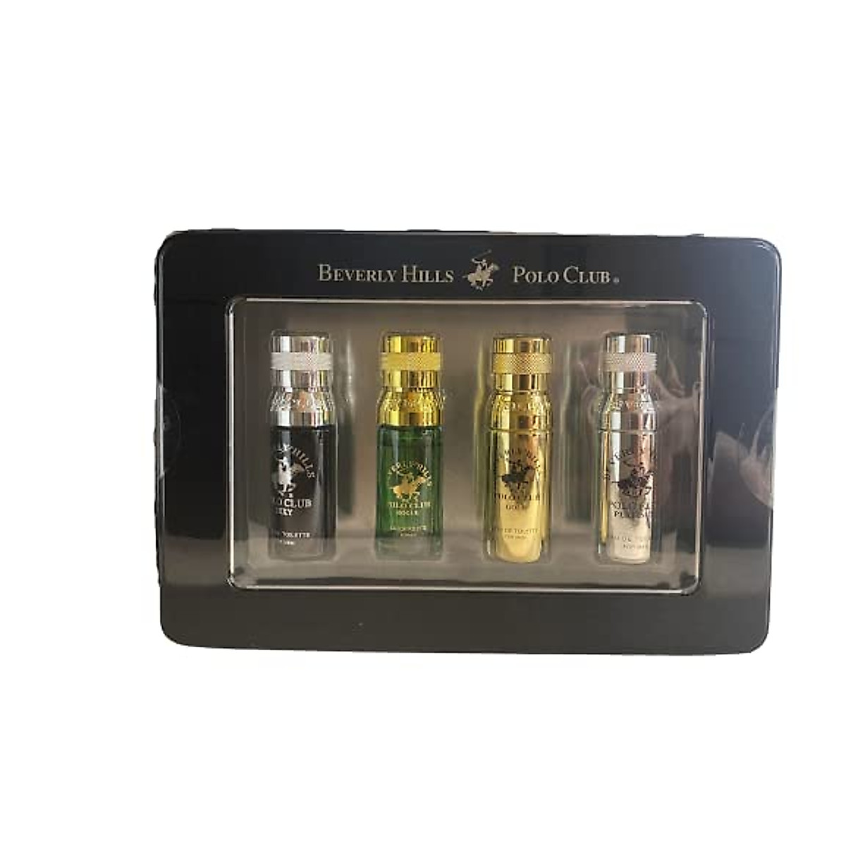 Beverly Hills Polo Club Men's Collection 4-Cologne Gift Set with Deluxe Tin Gift Box (Colognes may vary)