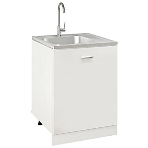 Silver Sink, 600x600x155mm Silver Kitchen Sink Stainless Steel 150mm Depth Silver for Kitchen for Family