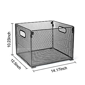 Samstar 2 Pack File Folder Box, Mesh Metal File Crate Organizer Box Hanging File Holder Rack Frame, Letter Size, Black