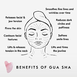 Mount Lai Rose Quartz Gua Sha Facial Tools, Facial Sculptor Skin Care Guasha Tool for Face and Body, Self Care Face Massager to Relieve Muscle Tension and Reduce Puffiness
