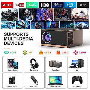 Projector, Projector with WiFi and Bluetooth XIDU 15000L Outdoor Projector 4K Support, Native 1080P Projector with 300" Display Home Theater Movie Projector, Compatible w/TV Stick/iOS/Android/Win/PS5