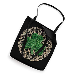 Green Shamrock, Celtic Knots With Black Background Tote Bag
