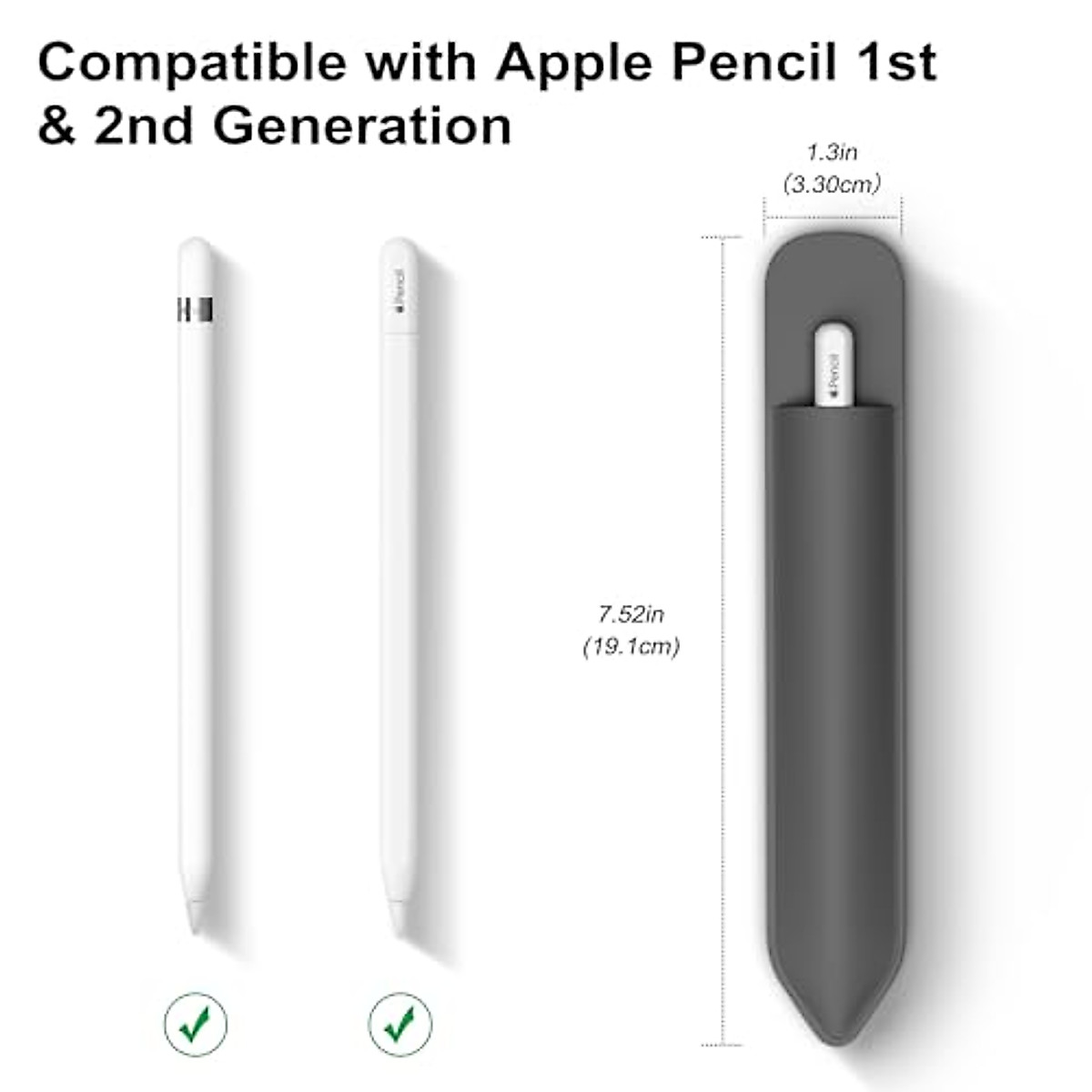 TiMOVO Pencil Holder Compatible with Apple Pencil Pro/Apple Pencil (USB-C)/Apple Pencil (1st & 2nd Gen), Elastic Pencil Pouch Adhesive Pen Sleeve Attached to iPad Case for Stylus, Dark Gray