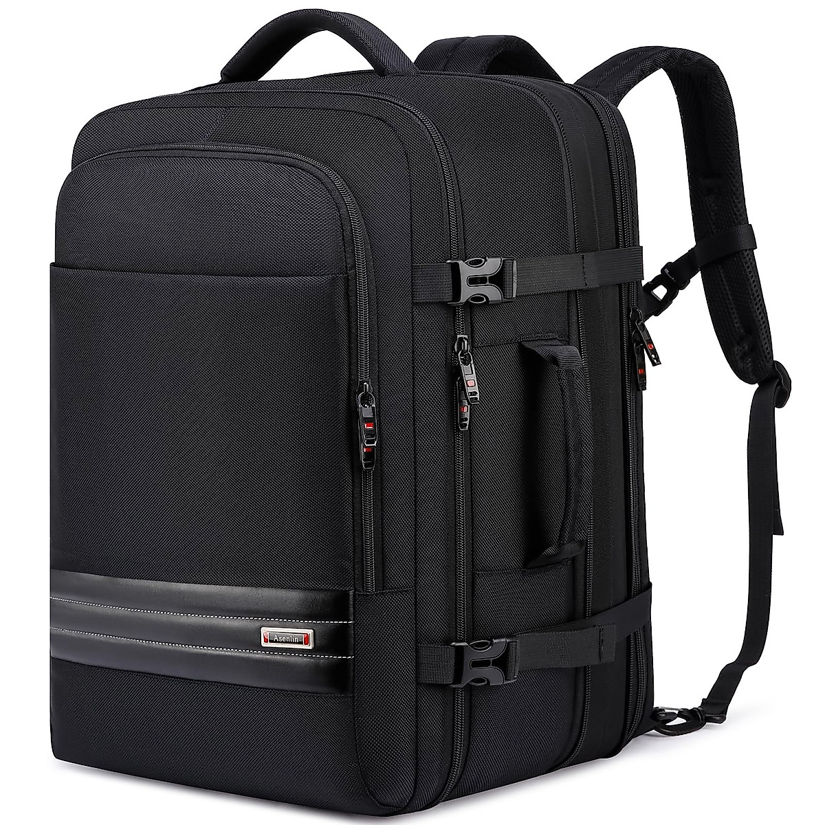 Asenlin Travel Backpack for Women Men，40L-55L Expandable Carry on Backpack，17 Inch Water Resistant Laptop Backpack for Weekender Overnight Extre Large Backpack-Black