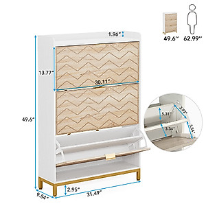Tribesigns Shoe Cabinet, 3 Flip Drawers Shoe Storage Cabinet, Freestanding 24 Pair Shoe Rack Organizer, Wooden Tipping Shoe Closet Dresser for Entryway, Hallway, Bedroom, Living Room