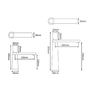 Black Brass Bathroom Basin Sink Faucets Single Hole Handle Hot and Cold Water 360 Degree Rotation Deck Mounted for Bath Kitchen ( Color : WS Short )